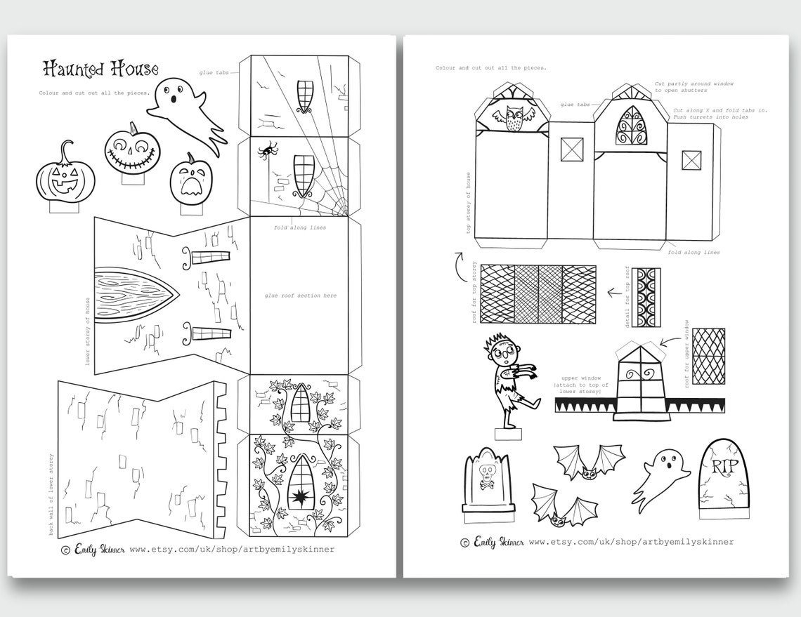 Haunted House Paper Craft Activity Instant Download - Etsy