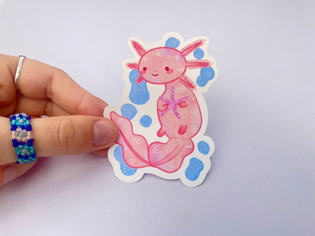 Cute Colourful Axolotl Character Amphibian Illustrated Dye Cut ...
