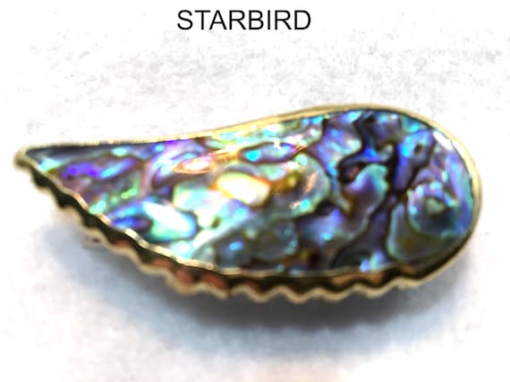 Abalone Paua sea shell inlay leaf hair barrette or ne… - Gem