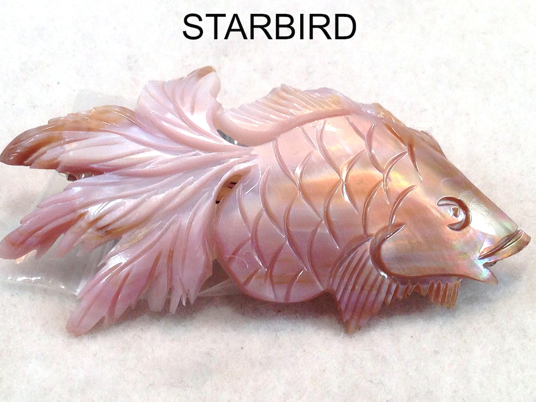 Pink Carved Fish Mother of Pearl Pink Clam Sea Shell Hair Barrette - Etsy
