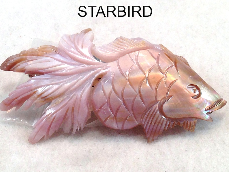 Pink Carved Fish Mother of Pearl Pink Clam Sea Shell Hair Barrette - Etsy