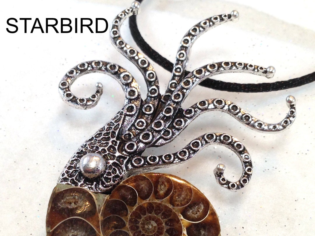OCTOPUS Natural Conch Shell Fossil Pendant or Brooch Pin - Etsy