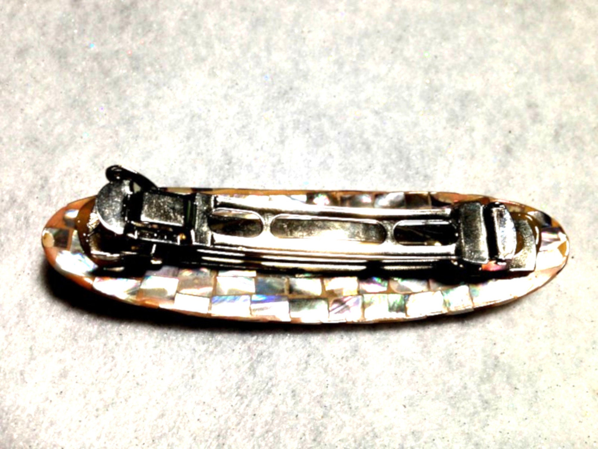 Brown mother of pearl sea shell inlay hair barrette | Etsy