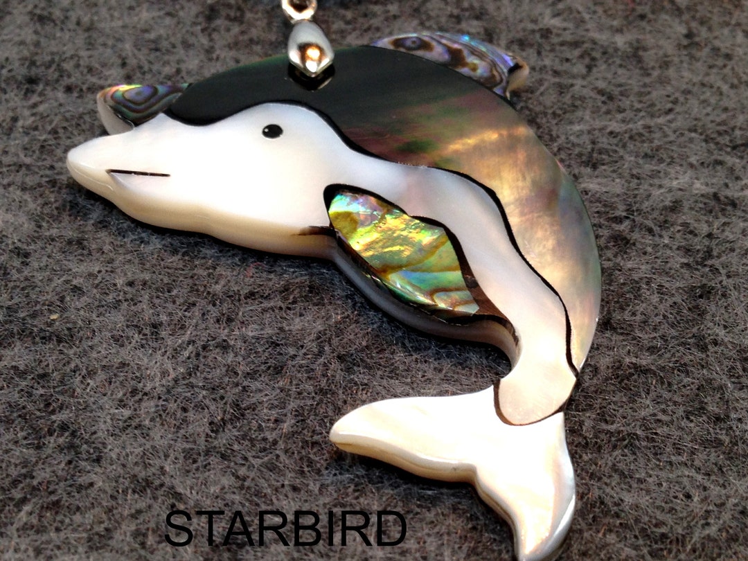 Abalone Mother of Pearl Dolphin Pendant Necklace - Etsy