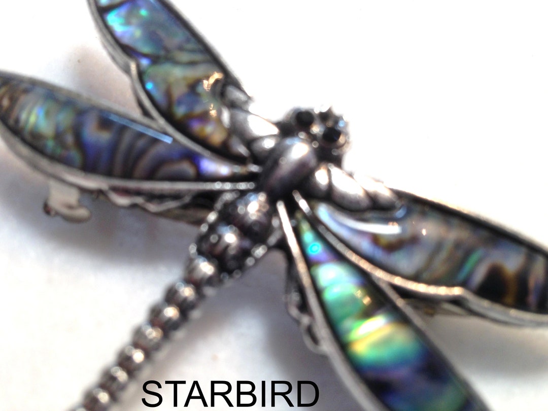 Abalone Dragonfly Sea Shell Inlay Hair Barrette, Dragonfly Earrings or ...