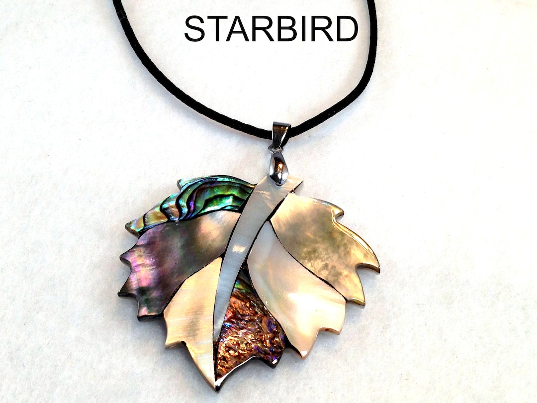 Abalone, Paua Leaf Inlay Shell Pendant Necklace - Etsy