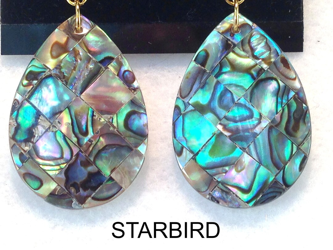 Abalone Mosaic Inlay Sea Shell Dangle Earrings - Etsy