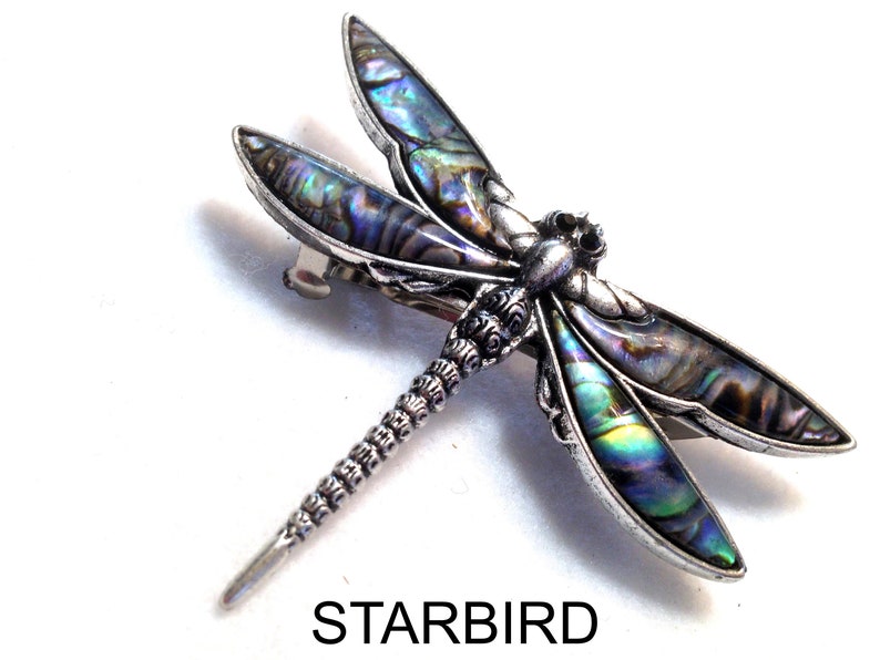 Abalone Dragonfly Sea Shell Inlay Hair Barrette, Dragonfly Earrings or ...