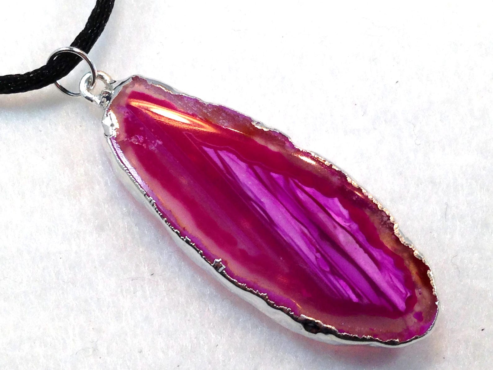 Agate Geode Crystal Slice Necklace, Purple, Blue, Pink or Brown - Etsy
