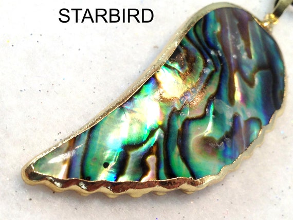 Abalone Paua sea shell inlay leaf hair barrette or ne… - Gem