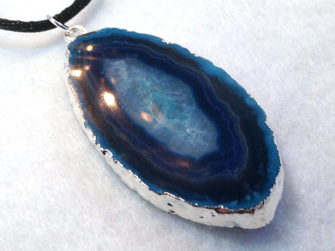 Agate Geode Crystal Slice Necklace, Purple, Blue, Pink or Brown - Etsy