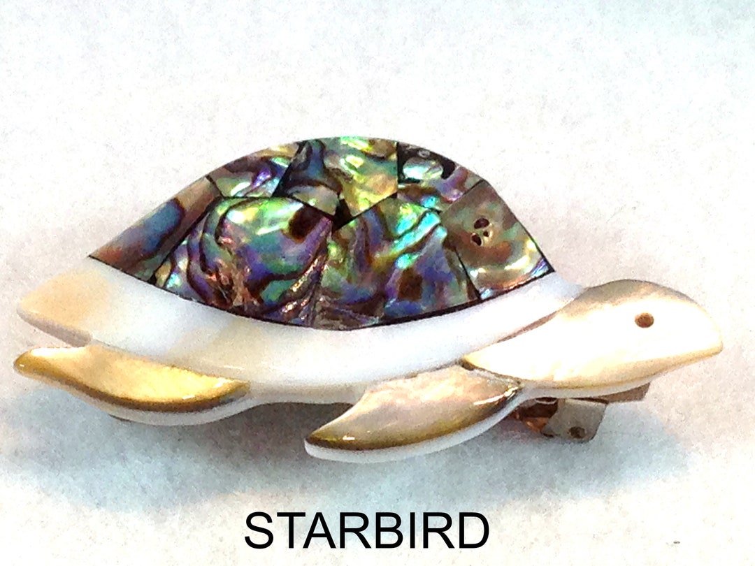 ABALONE, MOTHER of PEARL Turtle Inlay Hair Barette or Necklace, Pendant ...