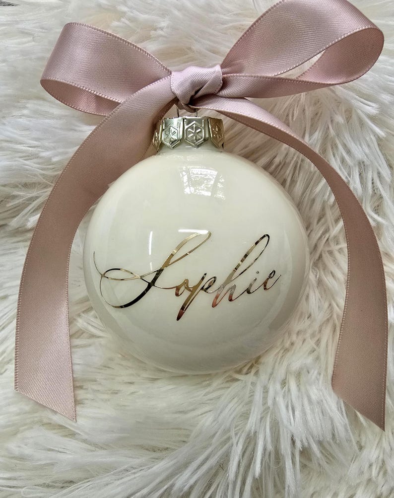 Personalized Glass Christmas Bauble With Satin Ribbon - Etsy Australia