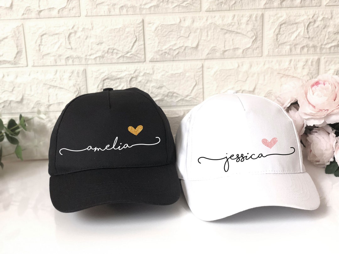 Personalized Caps With Name and Heart, Bridal Party Hats, Hen Do ...