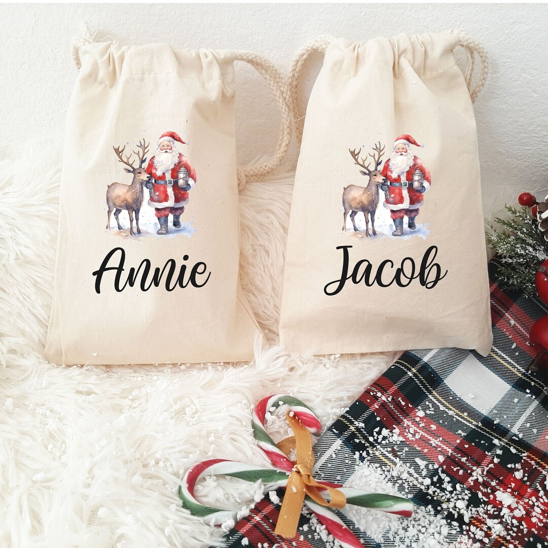 Personalized Christmas Favor Bag for Treats, Santa Small Custom Gift ...