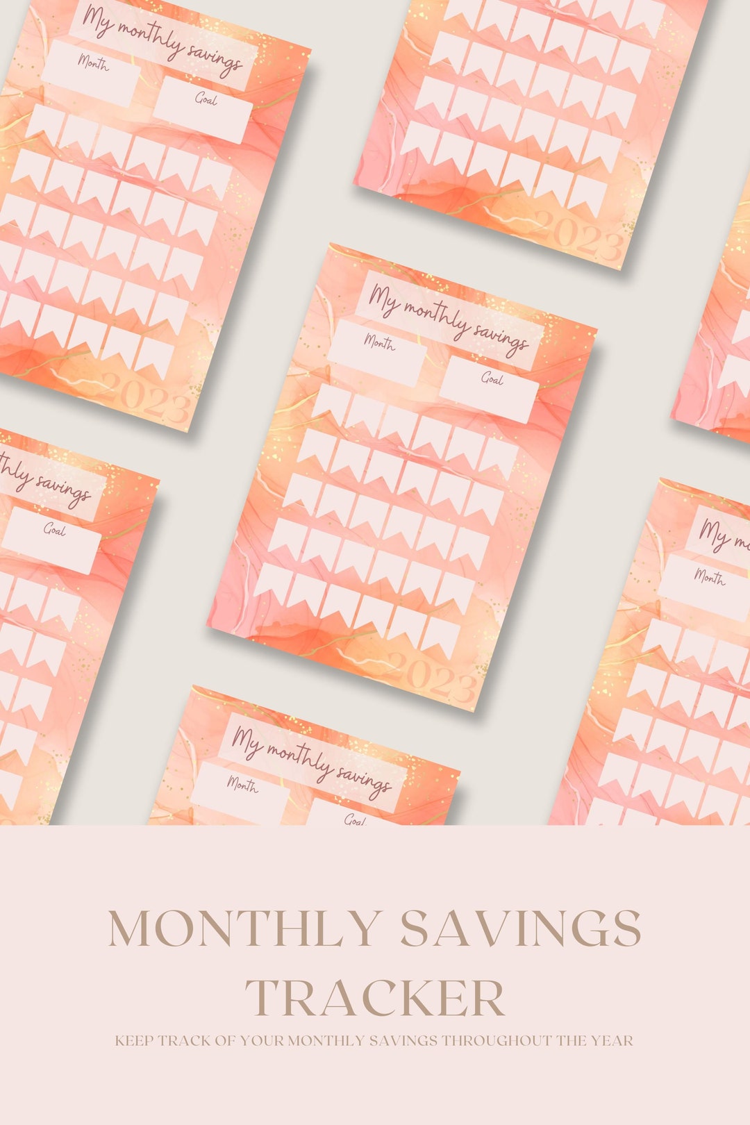 Monthly Money Saving Tracker Template for Journal or Planner, Cash ...