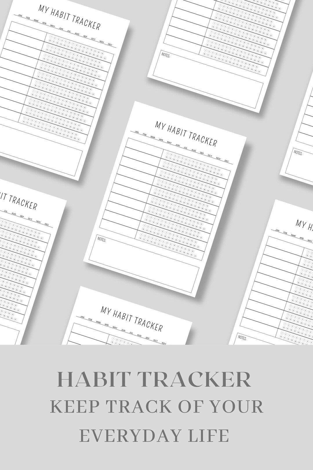 Minimalistic Daily Habit Tracker Printable Planner Inserts for Journal ...