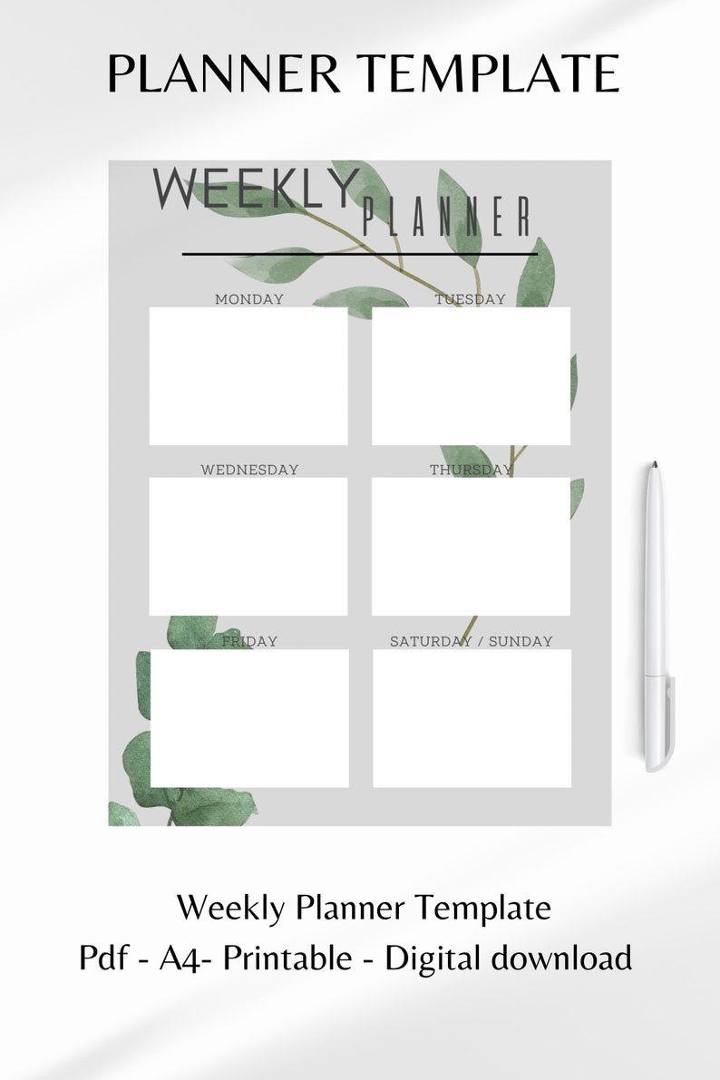 Weekly Planner Printable Planner Page Organizer , Organizer for ...
