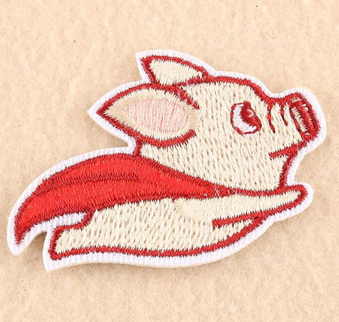 Super Pig Iron on Patch Cute Kids Farm Animal Hero Embroidered Badge ...