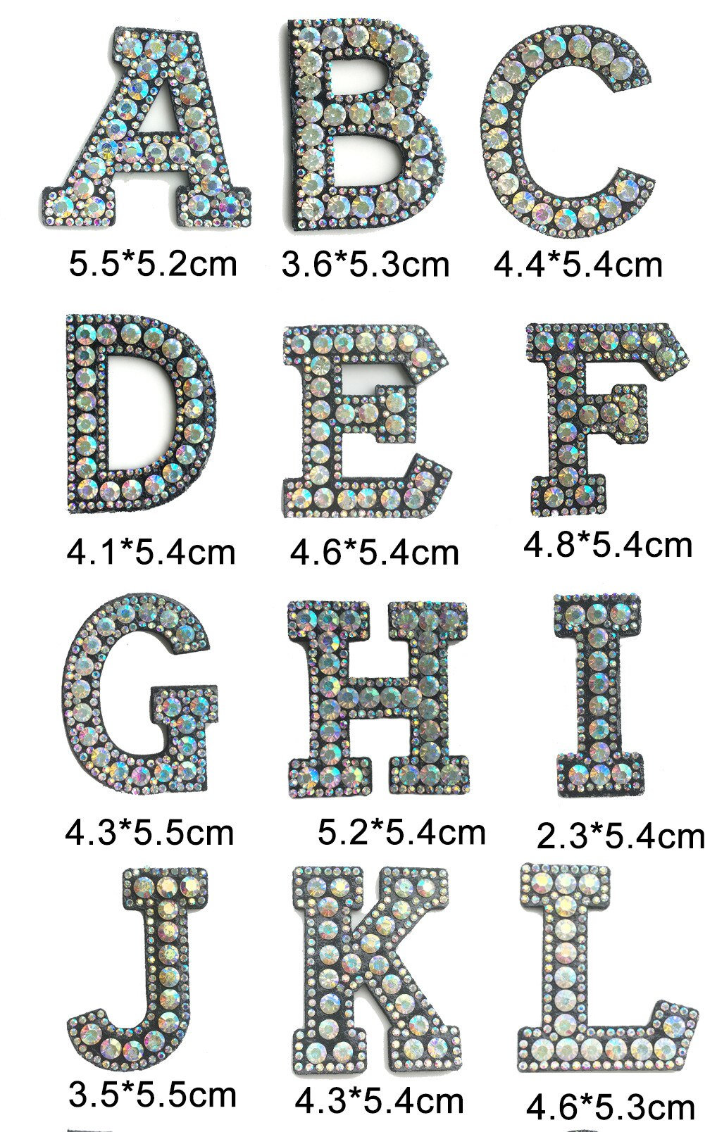 Alphabet Rhinestone Letters Iron on Patch Name Initial - Etsy UK