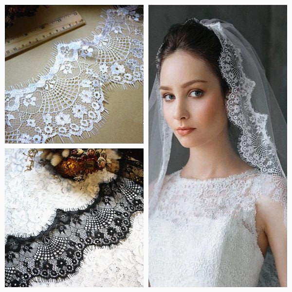 Eyelash Trim Lace Ribbon 80mm Width Soft Nylon White Black | Etsy