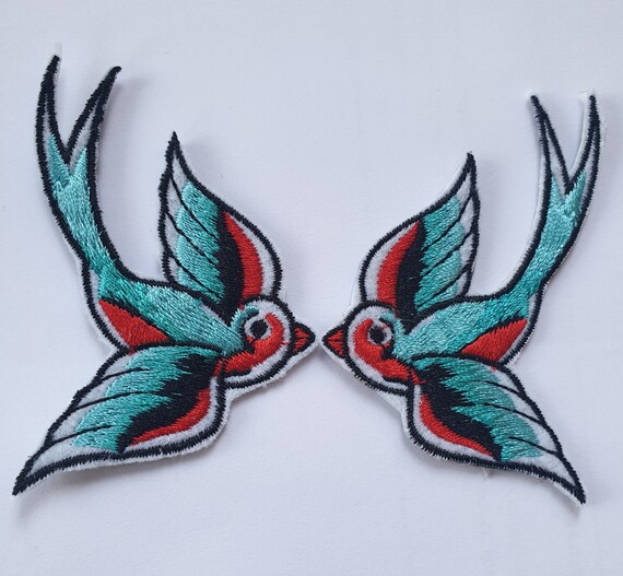 2x Swallow Iron on Patches Embroidered Appliques Sew Bird - Etsy