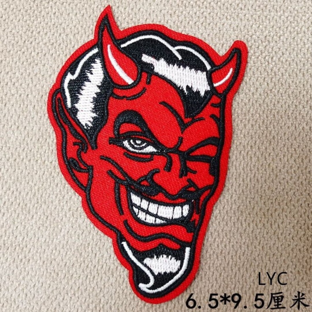Devil Face Iron on Patch- Novelty Satan Badge Gift Embroidered Applique ...