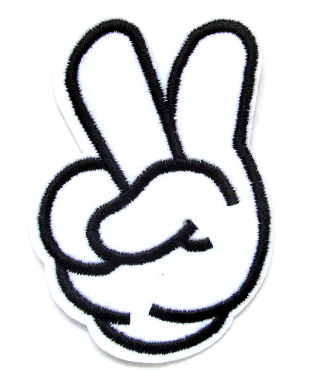 Cartoon Peace Sign Hand Iron on Patch- Badge Hippy Gift Embroidered ...