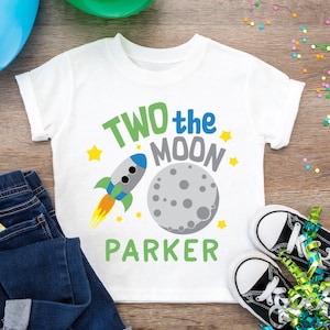 Two the Moon Birthday Shirt, Boys Second Birthday Shirt, 2nd Birthday ...