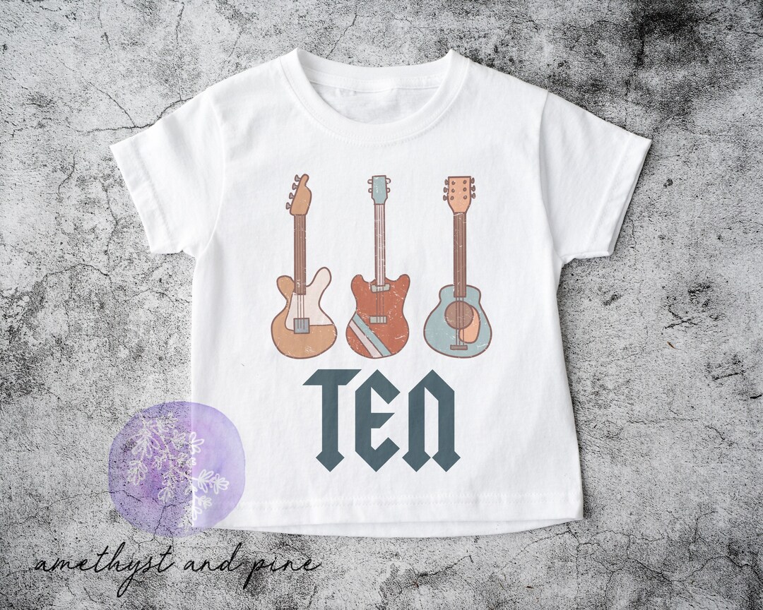 Ten Rocks Shirt, 10th Birthday Shirt, Guitar Tenth Birthday, Rock Band ...