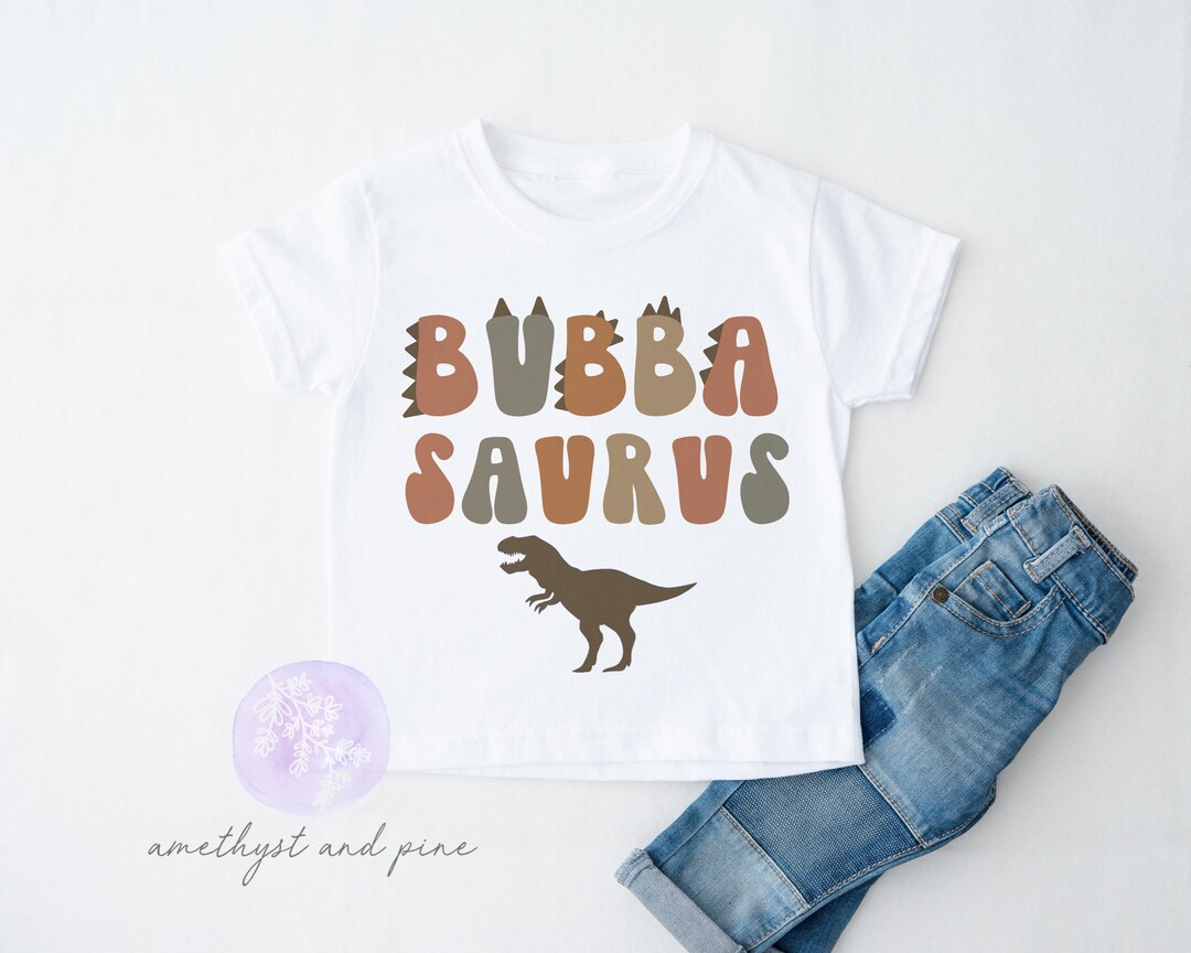 Bubbasaurus Shirt, Dinosaur Birthday, T-rex, Muted Dinosaurs, Boho Dino ...
