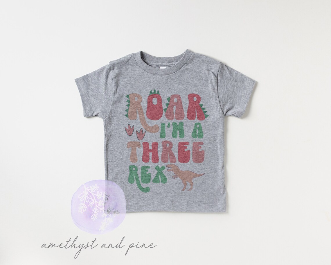 Three Rex Birthday Shirt Dinosaur Birthday T-rex Roar Dino - Etsy