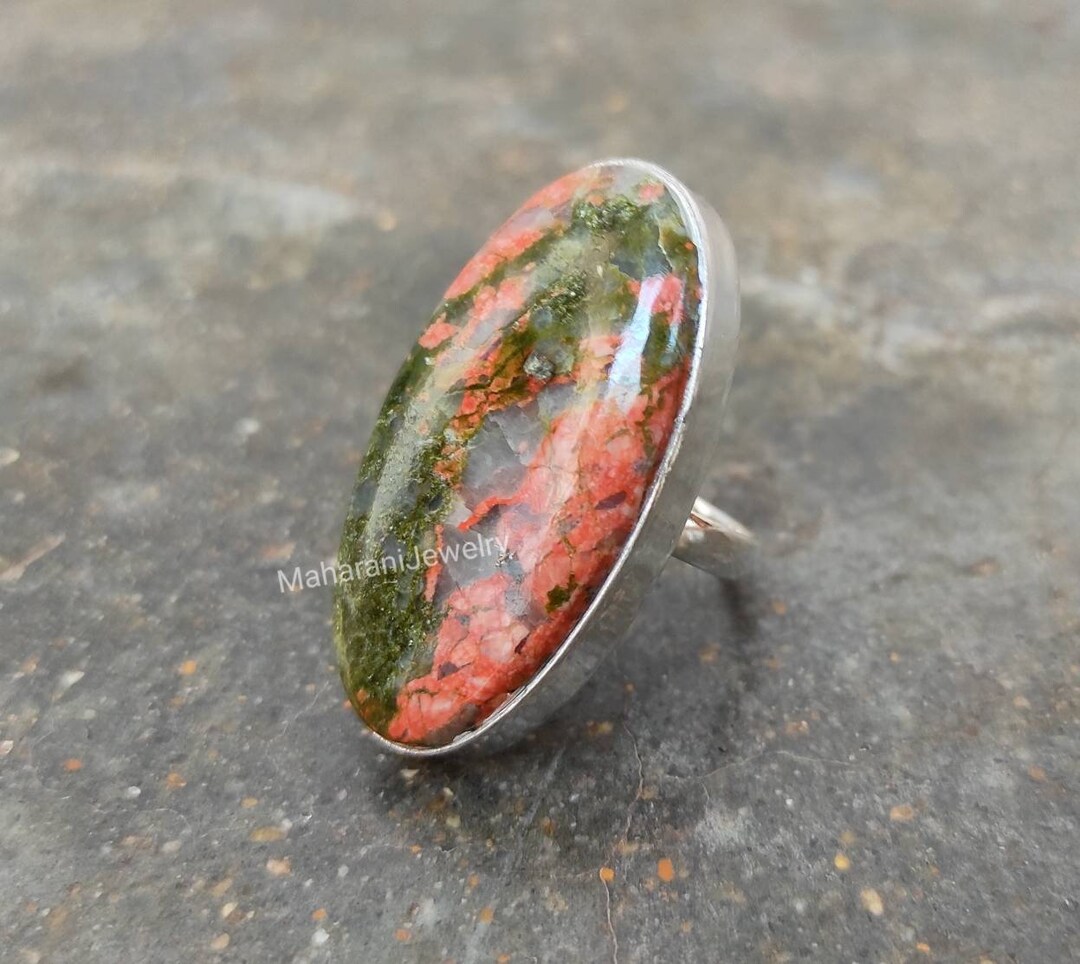 Unakite Ring 925 Sterling Silver Ring Oval Shape Unakite - Etsy