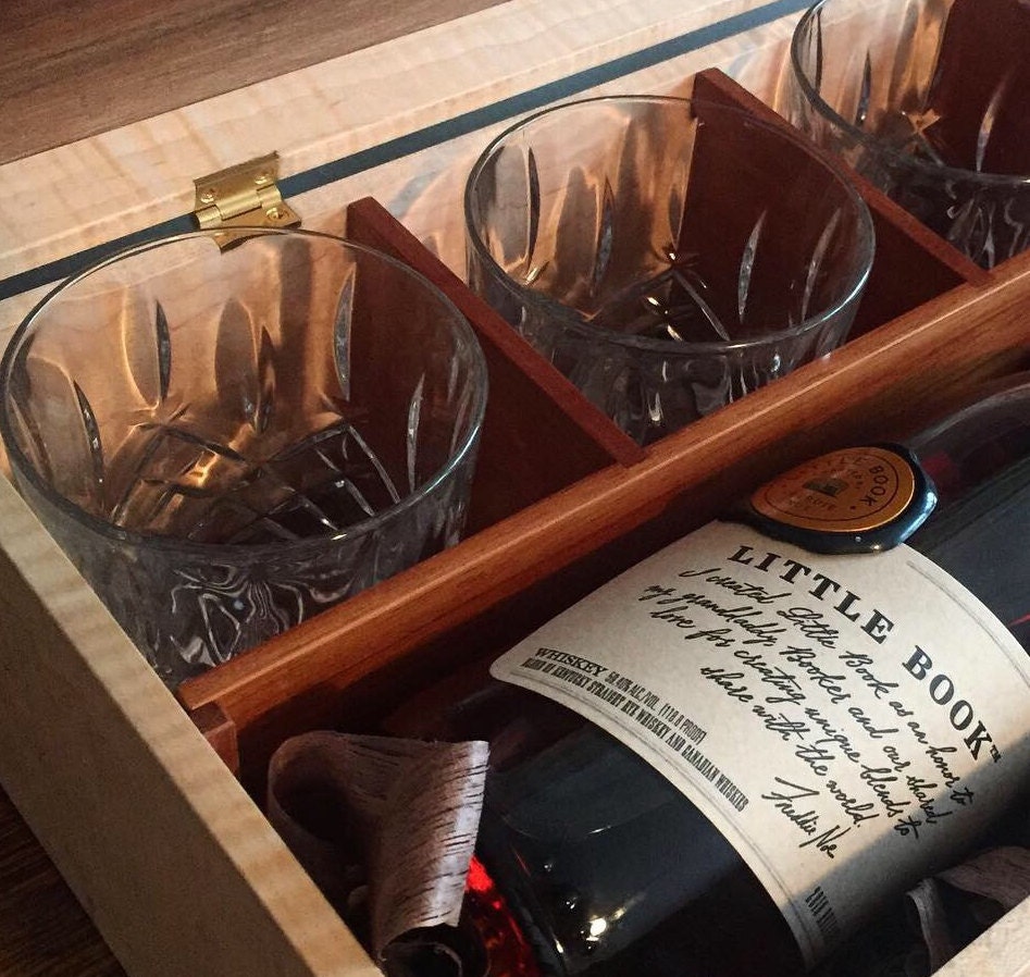 Wooden Whiskey Box W/ Waterford Glass Tumblers Wooden Display | Etsy