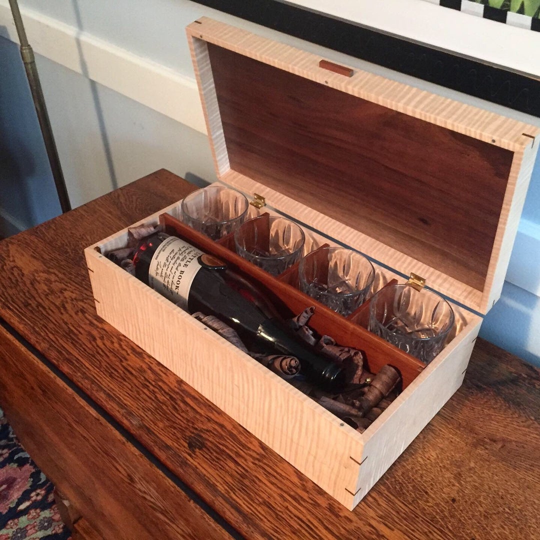 Wooden Whiskey Box W/ Waterford Glass Tumblers, Wooden Display Case ...