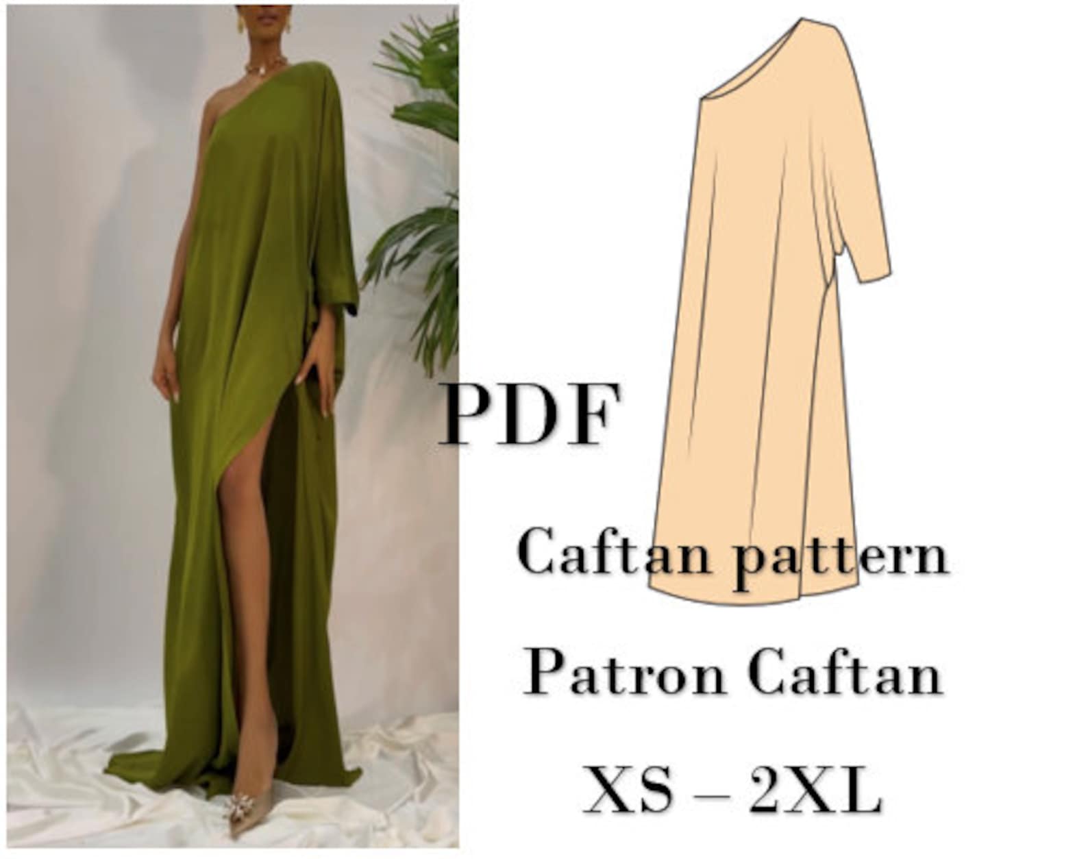 Pattern Women's Asymmetrical Caftan Dress With Sleeves 6 SIZES Download ...