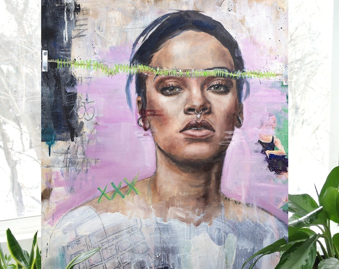 Rihanna | ORIGINAL Hand Oil Painting - Etsy