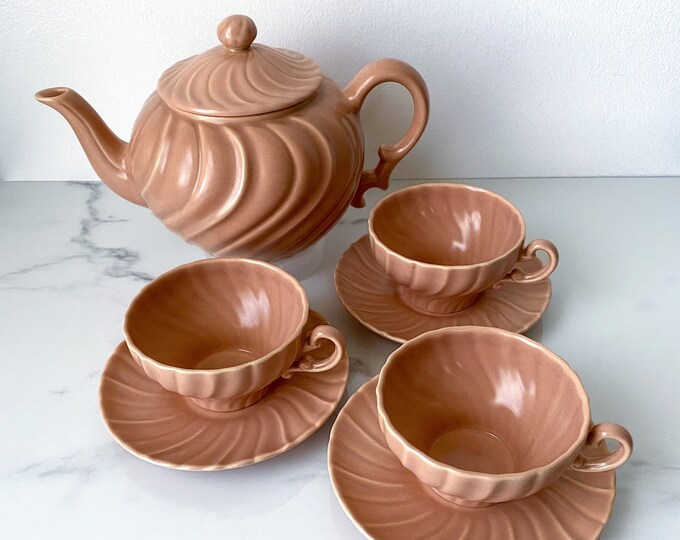 Franciscan Ware Coronado Swirl Coral Tea Set- Vintage - Etsy
