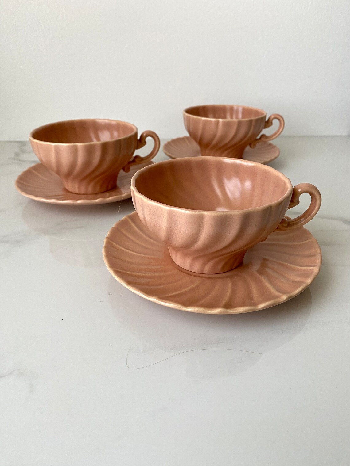 Franciscan Ware Coronado Swirl Coral Tea Set Vintage - Etsy