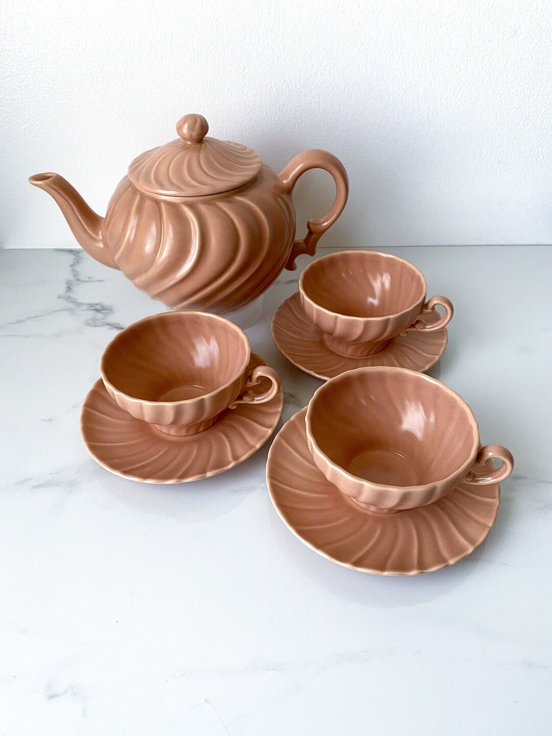 Franciscan Ware Coronado Swirl Coral Tea Set Vintage - Etsy