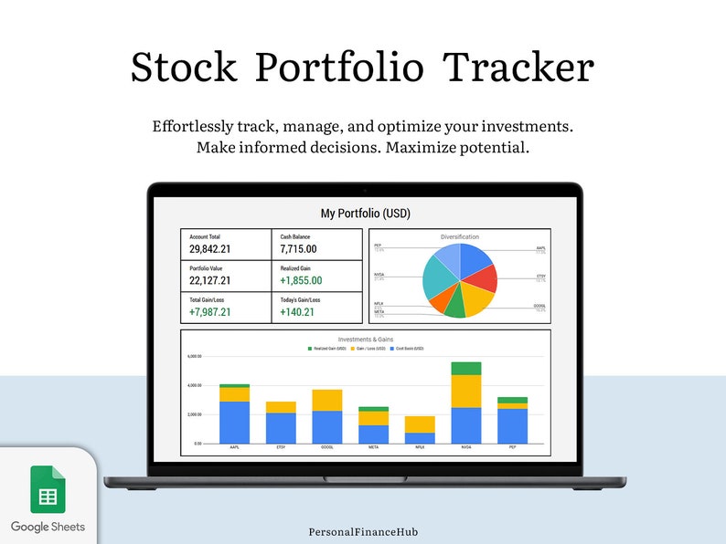 Stock Portfolio Investment Google Sheets Tracker Spreadsheet - Etsy