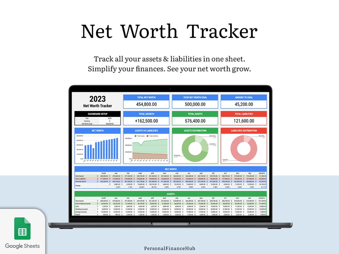 Net Worth Financial Planner Tracker Budget Spreadsheet Template for ...