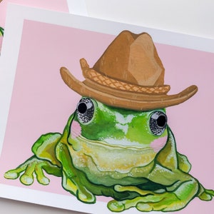 Cowboy Frog Frog Painting, Frog in Hat, Cute Frog, Frog Art, Cowboy Hat ...