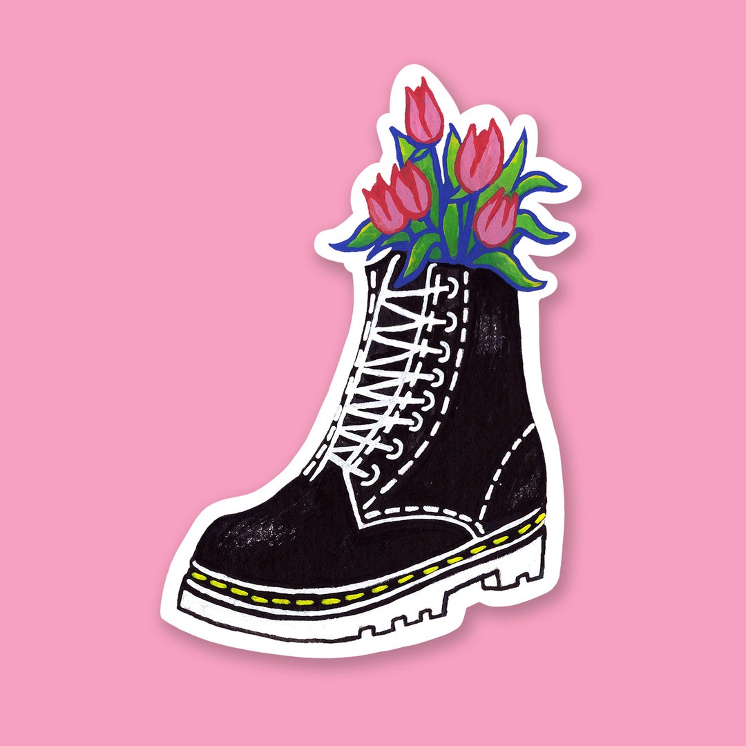 Dr Marten Boot Sticker Tulips Dr Martens Sticker, Doc Boots and Flowers ...
