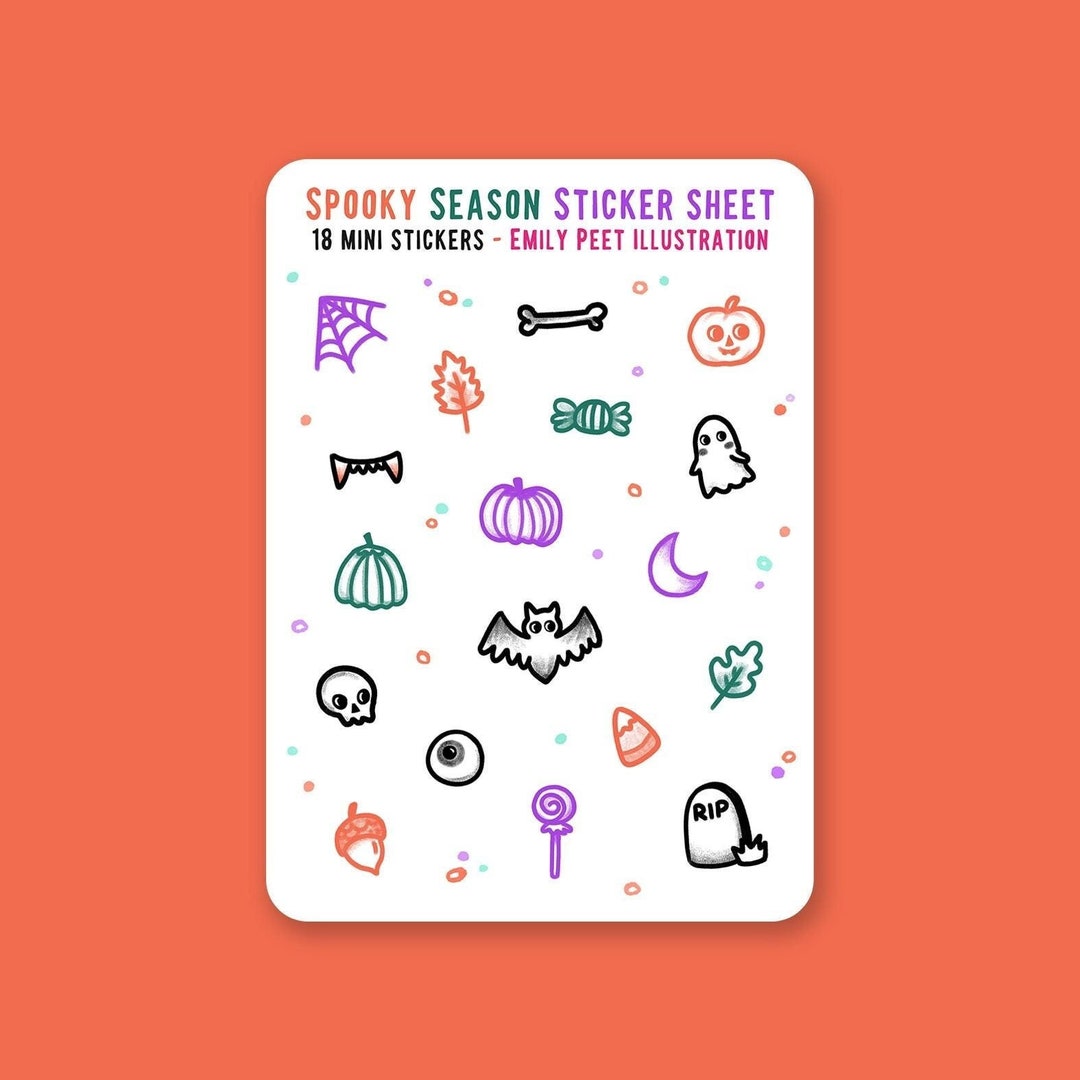 Spooky Season Sticker Sheet | Halloween Sticker Set, Spooky Stickers ...