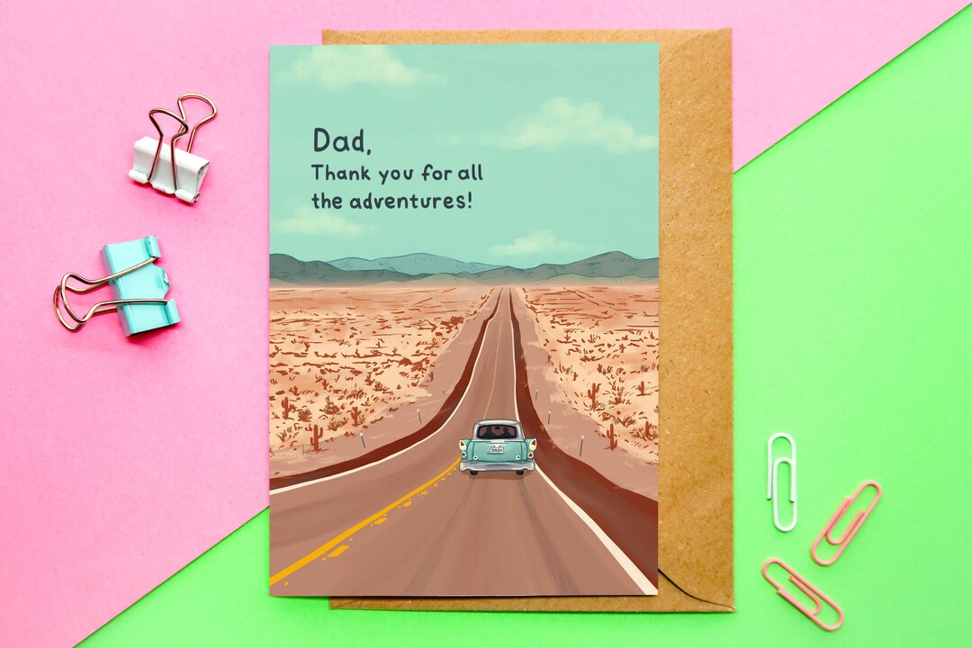 Dad Adventure Card | Father's Day Card, Desert Road Trip, Illustrated ...