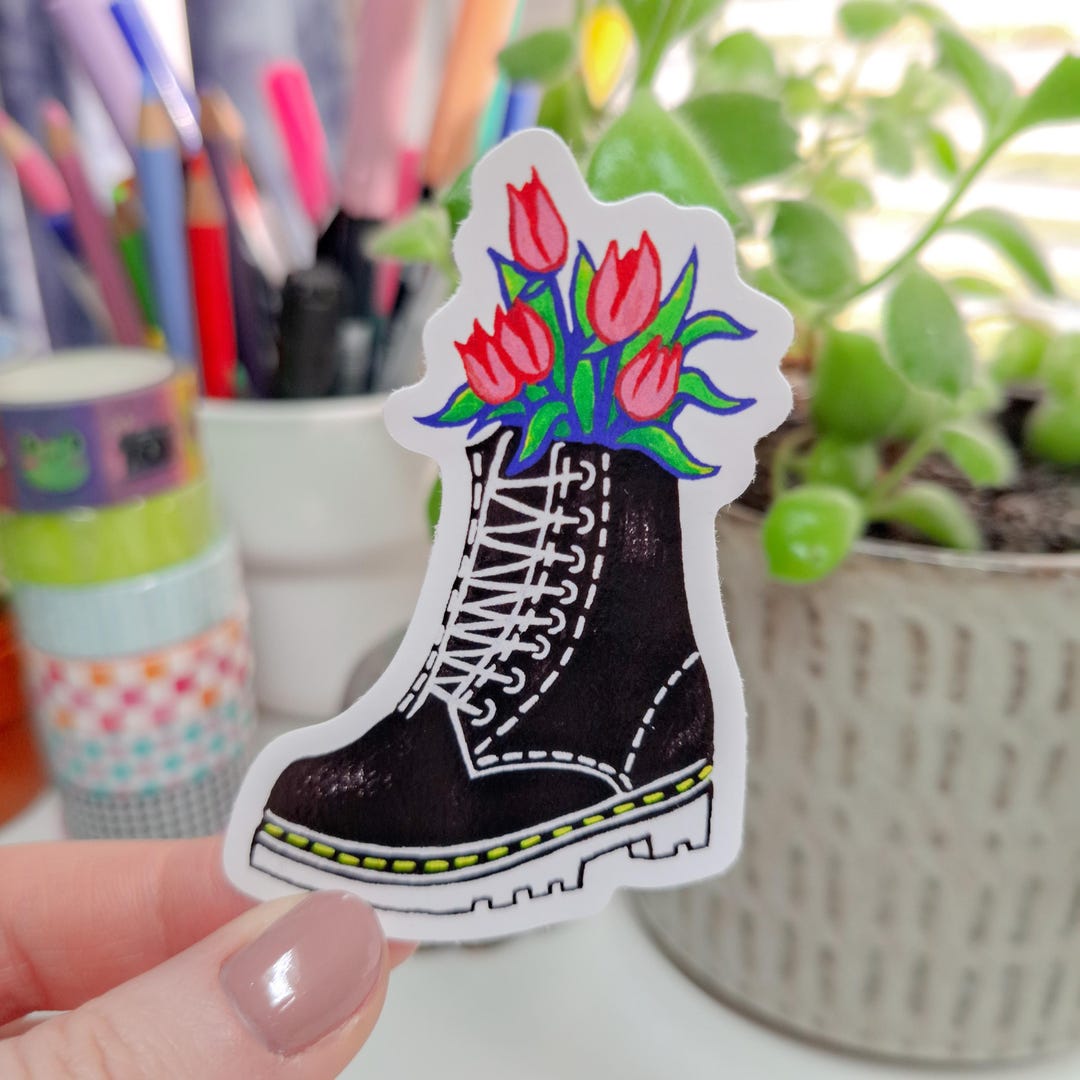 Dr Marten Boot Sticker | Tulips Dr Martens Sticker, Doc Boots and ...