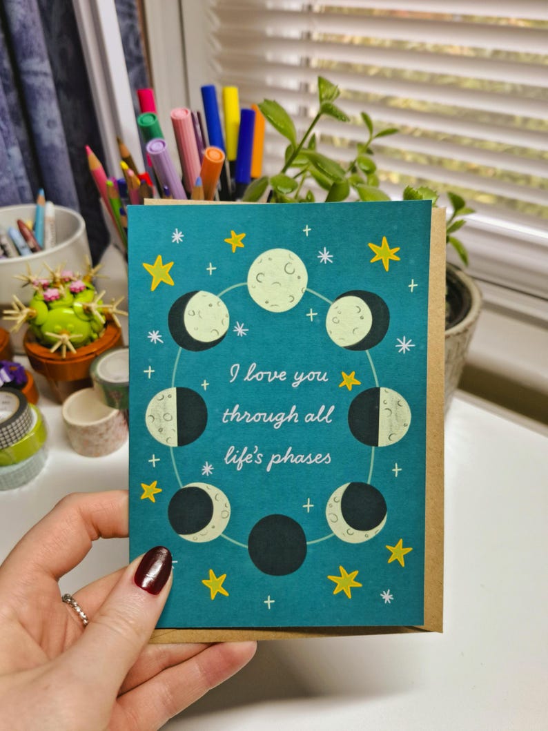 Moon Phases Card | Valentines, Anniversary Card, Celestial Love, Tarot ...