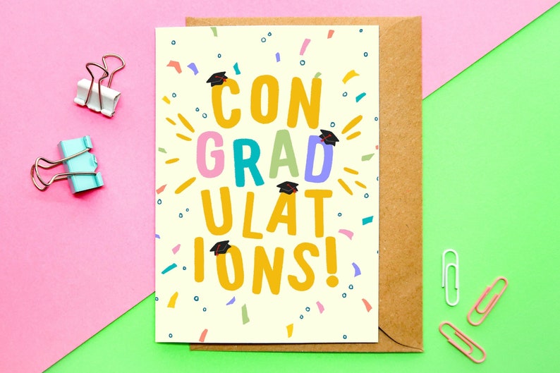 A6 Congradulations Card | Illustrated Graduation Card, Colourful ...