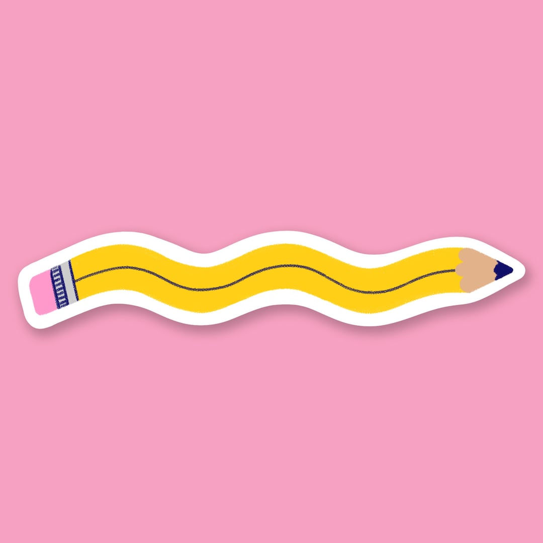 Bendy Pencil Sticker Yellow Pencil, Cute Artist Sticker, Wobbly ...